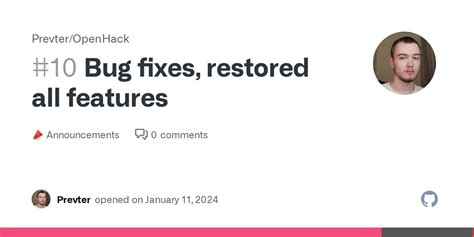 Bug Fixes Restored All Features Prevter OpenHack Discussion GitHub
