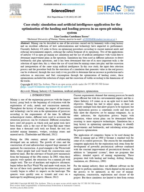 Simulation And Ai Application For The Optimization Of The Hauling And Loading Process In A Open