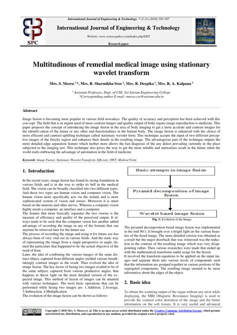 Pdf Multitudinous Of Remedial Medical Image Using Stationary Wavelet