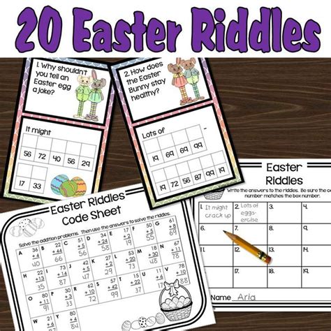 Easter Riddles That Employ 2 Digit Addition To Decode Free Relief