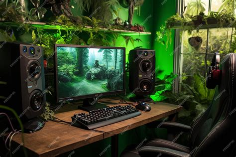 Laptop In A Gaming Setup With Gaming Peripherals Premium Ai Generated Laptop In A Gaming Setup With Gaming Peripherals Premium Ai Generated