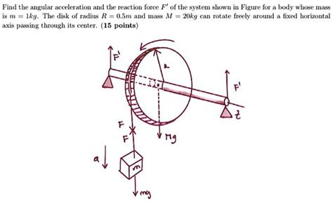 Find The Angular Acceleration And The Reaction Force F Of The System
