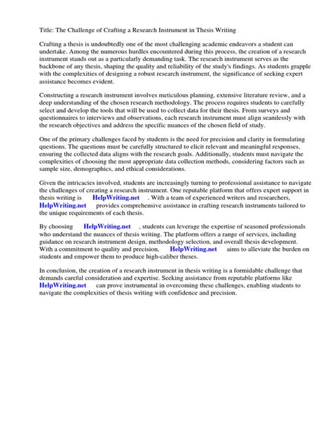 Research Instrument In Thesis Pdf Methodology Thesis