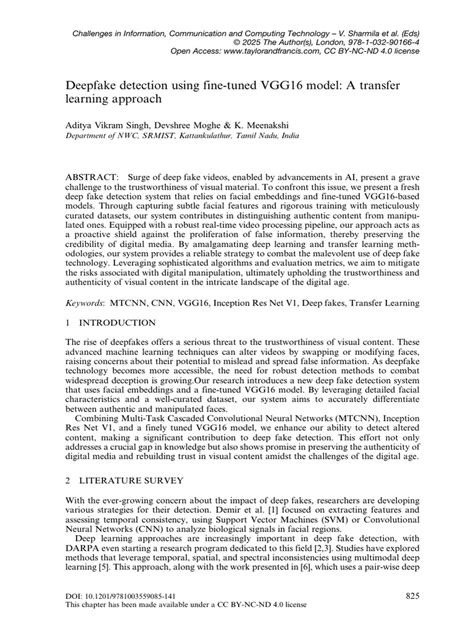 Deepfake Detection Using Fine Tuned Vgg16 Model A Pdf Deep Learning Applied Mathematics