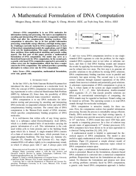 Pdf A Mathematical Formulation Of Dna Computation