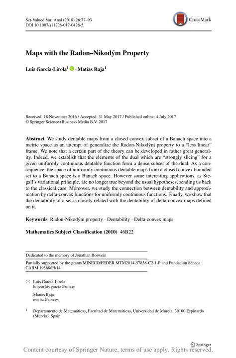 Maps With The Radon Nikodym Property Request Pdf