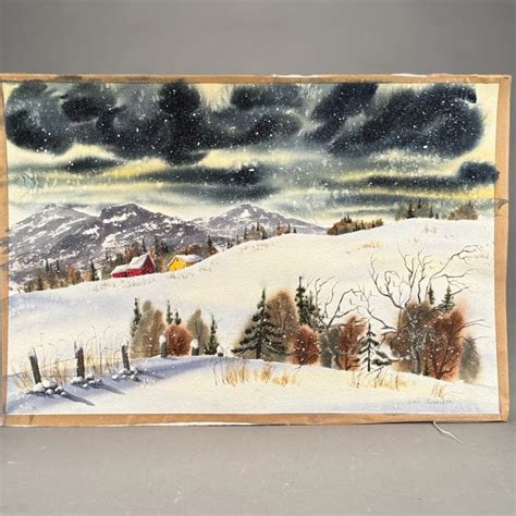 Lot 180 John Tomasetti Snowing In The Hills Watercolor Signed Lower