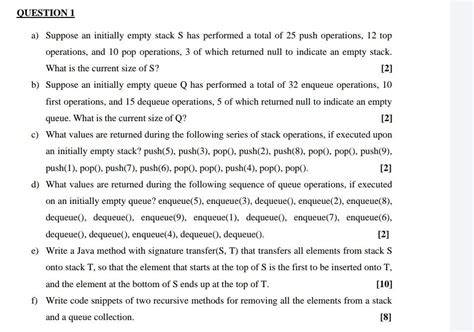Solved Question 1 A Suppose An Initially Empty Stack S Has