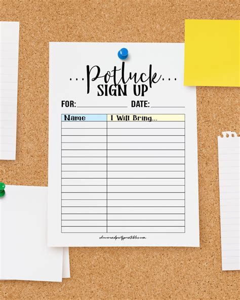Printable Potluck Sign Up Sheet Duck Printable