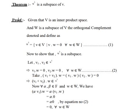 Show That The Orthogonal Complement Of W Is A Subspace Of V