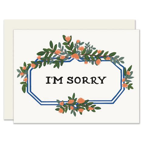 Im Sorry Leafy Marquee Card Slightly Stationery Outer Layer