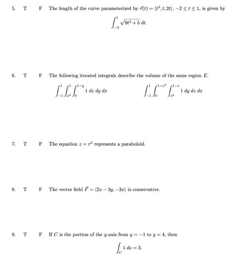 solved 5 t f the length of the curve parameterized by r t
