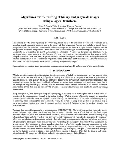 Image Resizing Algorithms Using Logical Transforms Pdf Interpolation Algorithms