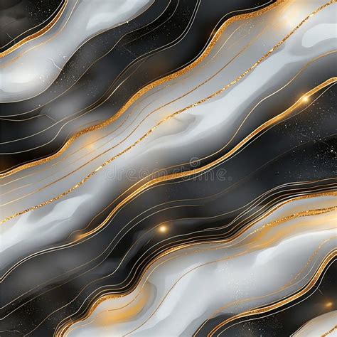 Elegant Abstract Waves Blend With Gold Accents On A Dark Background Creating A Luxurious And