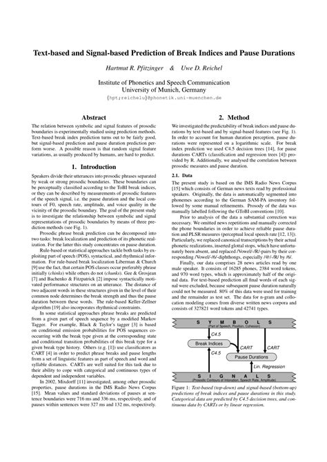 Pdf Text Based And Signal Based Prediction Of Break Indices And Pause Durations