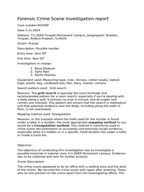 Forensic Csi Report Pdf Crime Scene Criminology