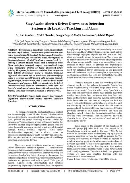 Drowsiness State Detection Of Driver Using Eyelid Movement Ire Journal