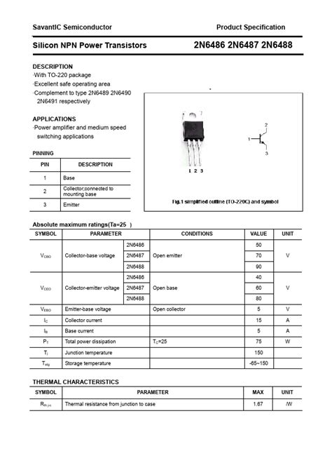 2n6486 Datasheet Transistors Equivalent Savantic