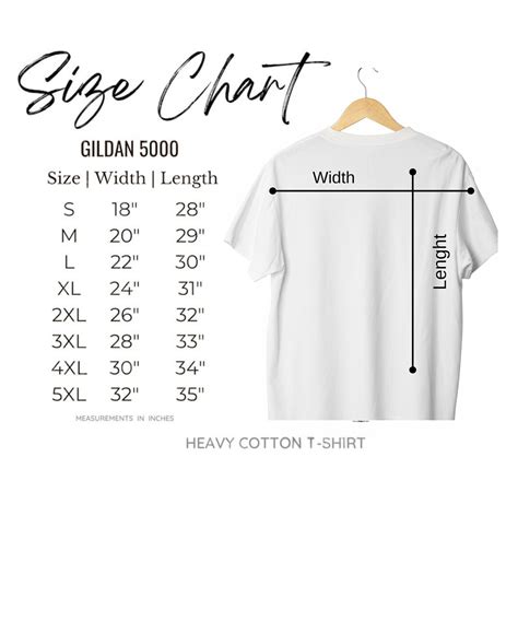 Gildan Size Chart Gildan 5000 Size Chart Gildan Mockup Size Chart Gildan Unisex T Shirt