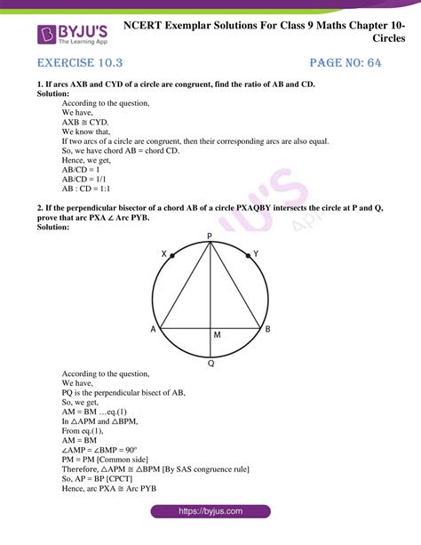 Ncert Exemplar Class 9 Mathematics Chapter 10 Circles