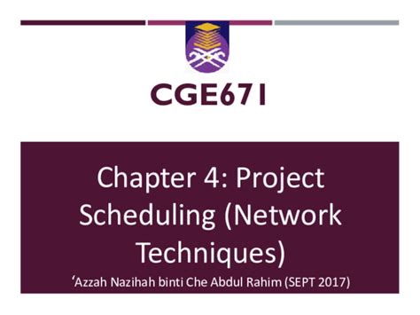 Pdf Chapter 4 Project Scheduling Network Techniques