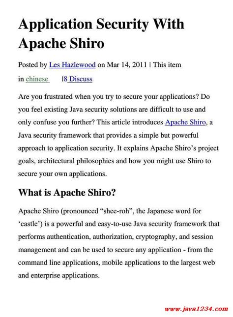 Application Security With Apache Shiro Pdf 下载java知识分享网 免费java资源下载