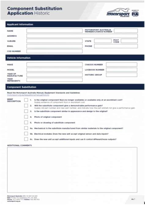 Historic Component Substitution Australian Historic Touring Cars Association
