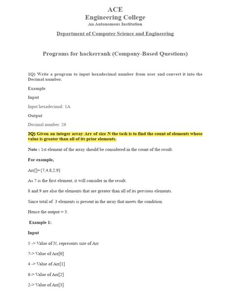 Questions For Hackerrank Pdf Numbers Computer Science