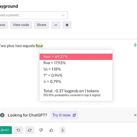 Openais Gpt Playground Showing Continuation Frequencies Download