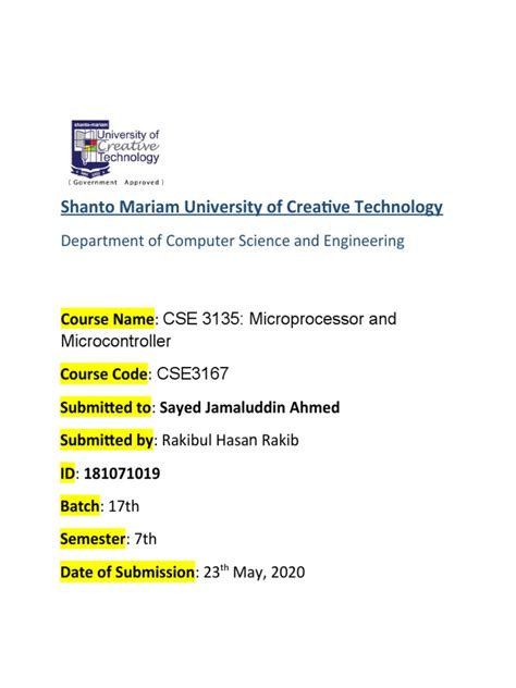 Microprocessor Assignment 1 Pdf Microprocessor Microcontroller