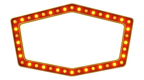 흰색 배경에 빨간색 윤곽 골드 테두리 라이트 보드 기호 복고풍 3d 렌더링 3차원 형태에 대한 스톡 사진 및 기타 이미지 3차원 형태 0명 간판 Istock