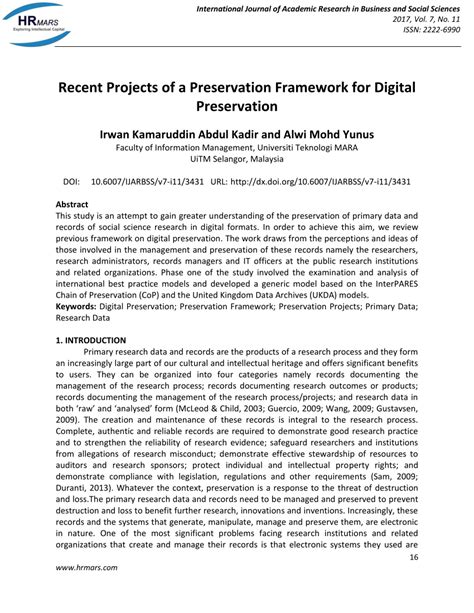 Pdf Recent Projects Of A Preservation Framework For Digital Preservation