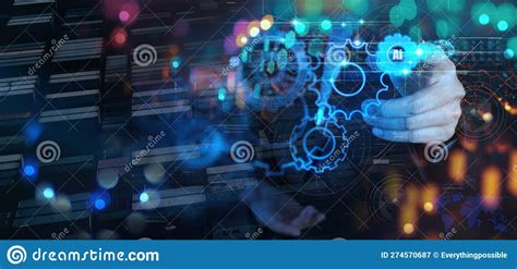 Hand Touch Blue 3d Ai Innovation Connect Gear To Smart Logistics Concept Communication Network