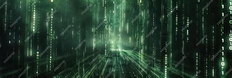 Premium Photo Digital Matrix Green Code Rain Background For Technological Processes Science