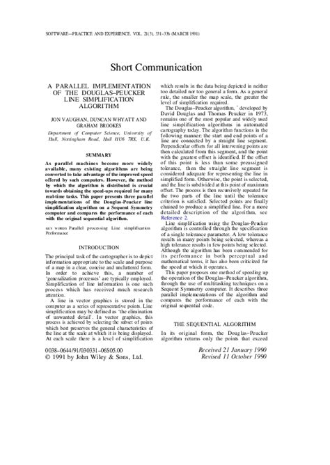pdf a parallel implementation of the douglas peucker line simplification algorithm