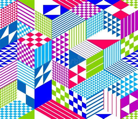 3d Cubes Seamless Pattern Vector Background Rhombus And Triangles Dimensional Blocks