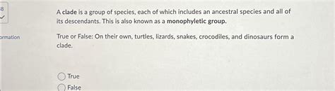 Solved A Clade Is A Group Of Species Each Of Which Includes