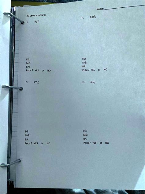 Solved For Each Of The Following Molecules Draw The 3d Lewis Structure Then Give The