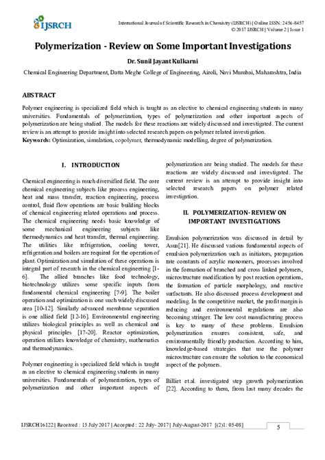 Pdf Polymerization Review On Some Important Investigations