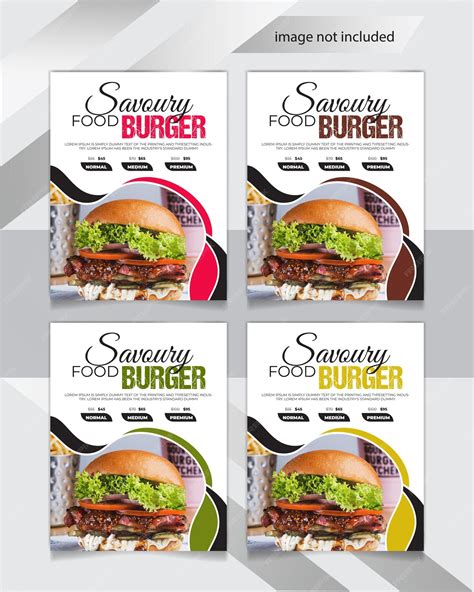 특별한 햄버거 홍보 플라이어 디자인과 레스토랑 음식 메뉴 포스터 디자인 템플릿 프리미엄 벡터