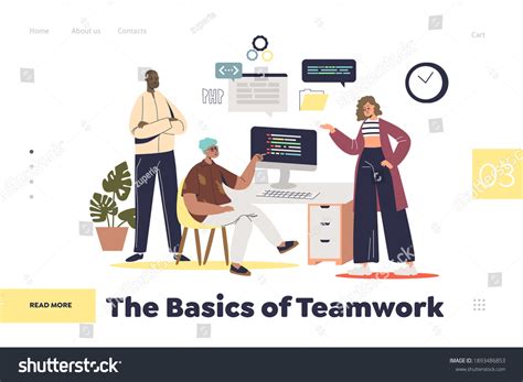 Basics Teamwork Landing Page Concept Team Stock Vector Royalty Free