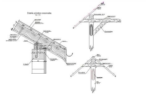 Wooden Roof Structure Detail D View CAD Block Autocad File