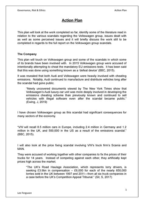 Action Plan Assignment Action Plan This Plan Will Look At The Work Completed So Far Identify