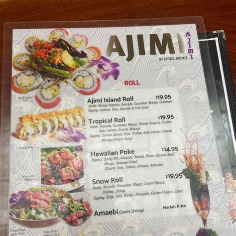 Menu At Ajimi Restaurant Fairbanks 69 College Rd