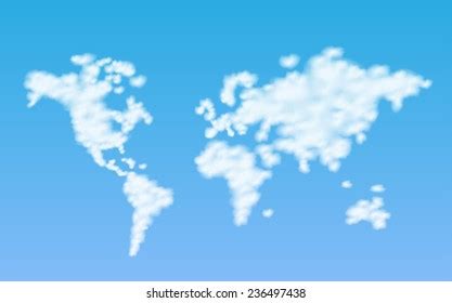 World Map Made White Puffy Clouds Stock Photo Shutterstock