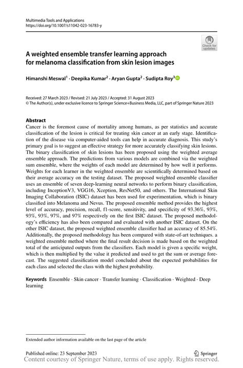 A Weighted Ensemble Transfer Learning Approach For Melanoma Classification From Skin Lesion