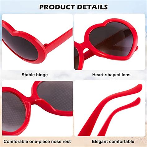 8 Piece Heart Effect Diffraction Glasses Sheart Sunglasses For Rave Party