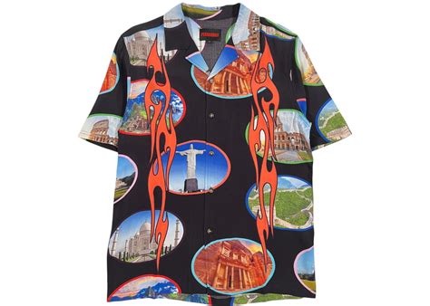 Camisa Pleasures 7 Wonder Camp Negra Hombre Ss24 Mx