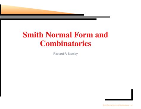 smith normal form and combinatorics richard p stanley