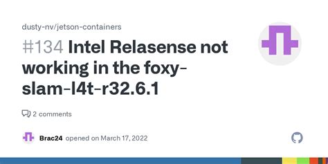 Intel Relasense Not Working In The Foxy Slam L4t R3261 · Issue 134 · Dusty Nvjetson
